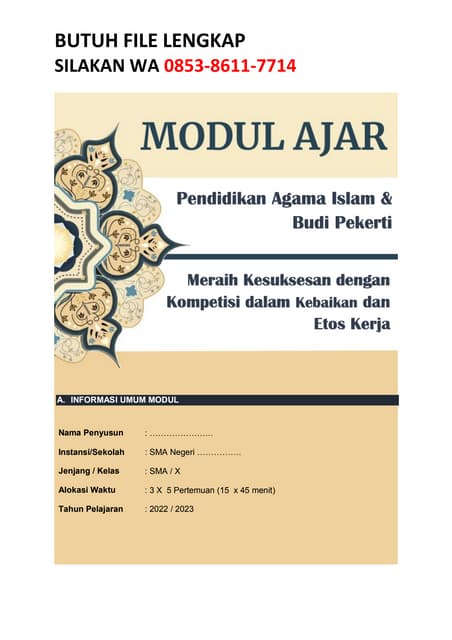 Modul Ajar PAI Kelas 9 Deep Learning New | PDF