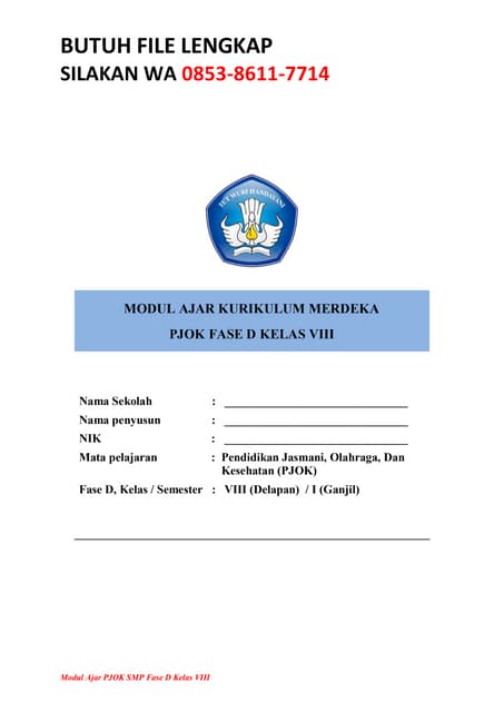 Modul Ajar PJOK Kelas 8 Deep Learning pdf | PDF