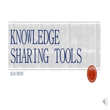 IKM presentation: Knowledge Sharing Tools | PPTX