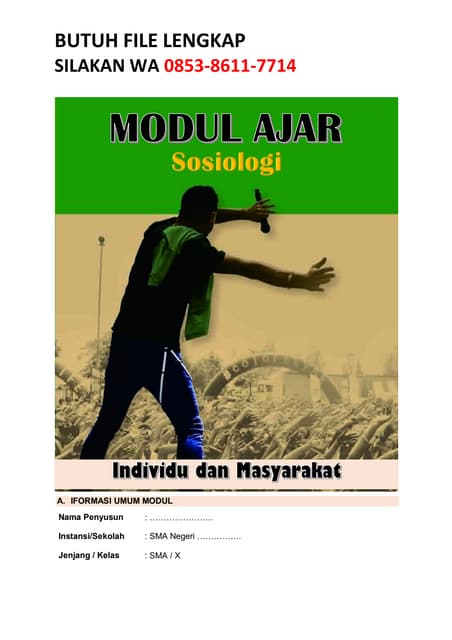 Modul Ajar Sosiologi Kelas 11 SMA/MA Fase F Kurikulum Merdeka | PDF