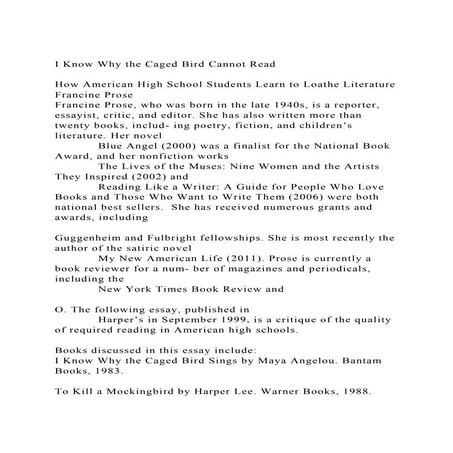 I Know Why the Caged Bird Cannot ReadHow American High School .docx