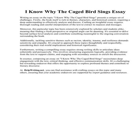 I Know Why The Caged Bird Sings Essay | PDF