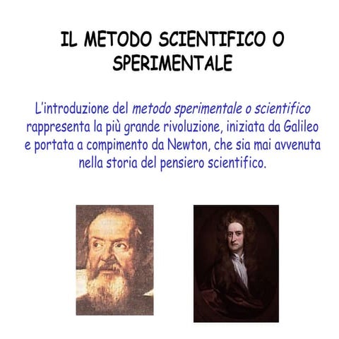Il Metodo Sperimentale E Il S I | PPT