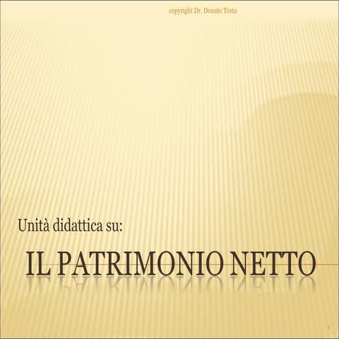 Il Patrimonio Netto Aziendale | PPT