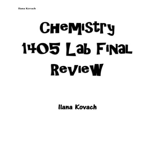 Ilana kovach (chemistry lab final review) | PDF