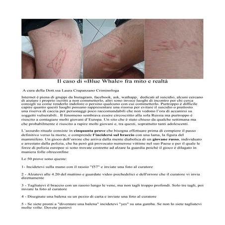 Blue Whale " la balena blu" fra mito e realtà | PDF