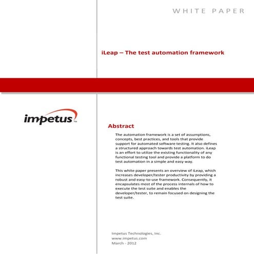 iLeap- Test Automation Framework- Impetus White Paper | PDF