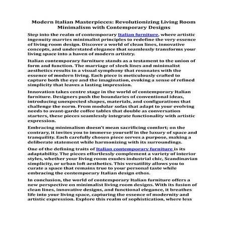 Modern Italian Masterpieces: Revolutionizing Living Room Minimalism ...