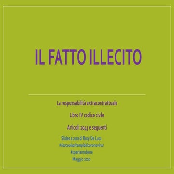 Il fatto illecito | PPTX | Crime & Harmful Acts to Individuals, Society ...
