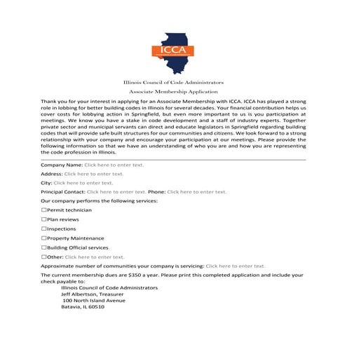 Illinois council of code administrators application | PDF