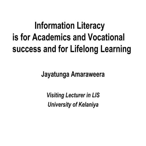 Info Literacy & Lifelong Learning | PPT
