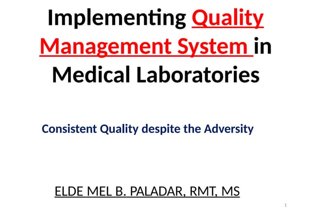 Laboratory quality management notes | PPT