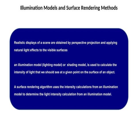 Illumination Models And Surface Rendering Methodsppt