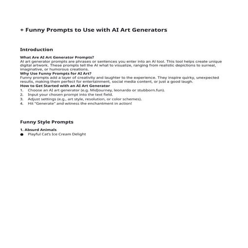 20+ Funny Prompts to Use with AI Art Generators | DOCX