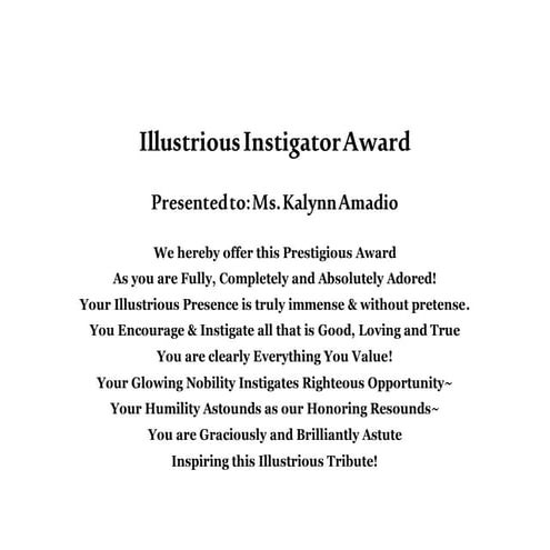 Illustrious Instigator award | DOCX