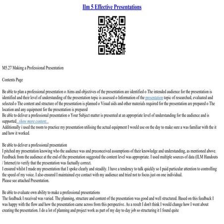 Ilm 5 Effective Presentations | PDF | Educational Assessment | Education