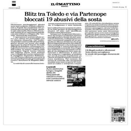 Il mattino blitz tra toledo e via partenope bloccati 19 abusivi della sosta | PDF