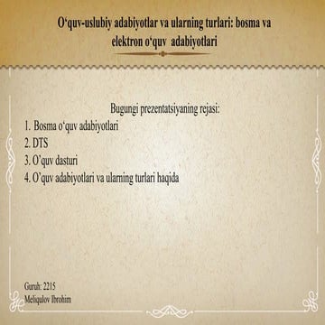 Ilmiy ishlar asoslari fanidan prezentatsiya. | PPTX