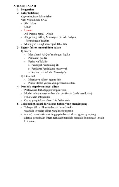 Aliran aliran ilmu kalam - akidah akhlak kelas 11 | PPT