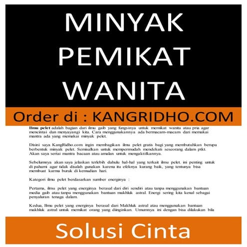 [JASA PELET] ini Minyak pengasihan yang sering digunakan Mbah dukun | DOCX