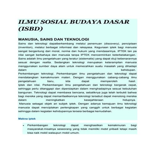 Ilmu sosial budaya dasar (isbd) | PDF