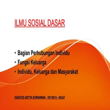Ilmu Sosial Dasar - Ignatius Aditya - 1B118014 | PPT
