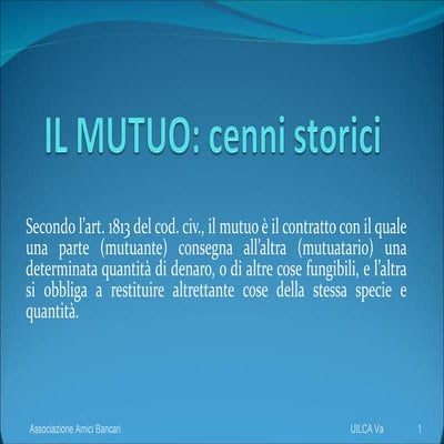 Il Mutuo Ipotecario | PPT