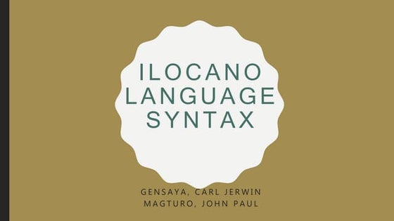 Official Ilocano Orthography KWF Tarabay iti Ortograpia ti Pagsasao nga ...