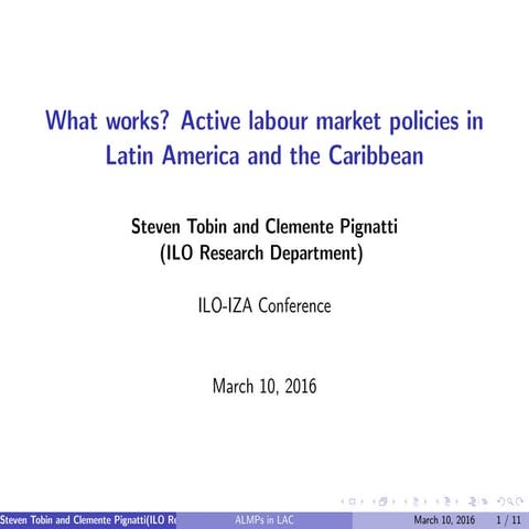 What works? Active labour market policies in Latin America and the ...
