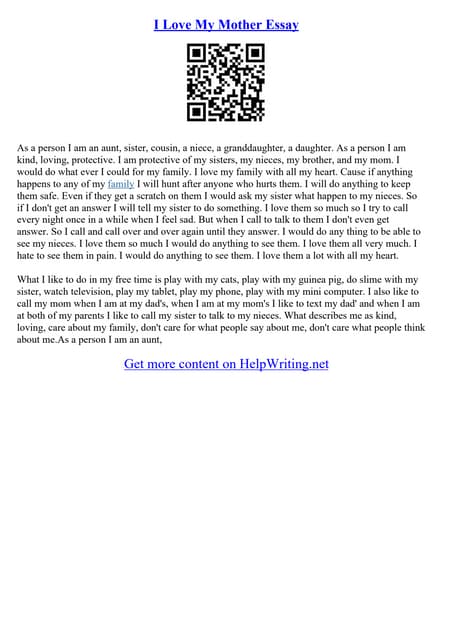 Essay About My Mother | PDF | Parenting Children Aged 4-11 | Parenting