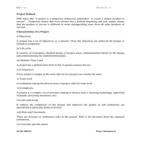 project management (pm) note,in mg university,S6 sem | PDF