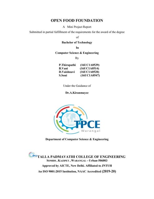 Food donation project report I | DOCX