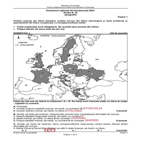 TESTE BAC ANTRENAMENT-GEOGRAFIE 2021 REZOLVATE | PDF
