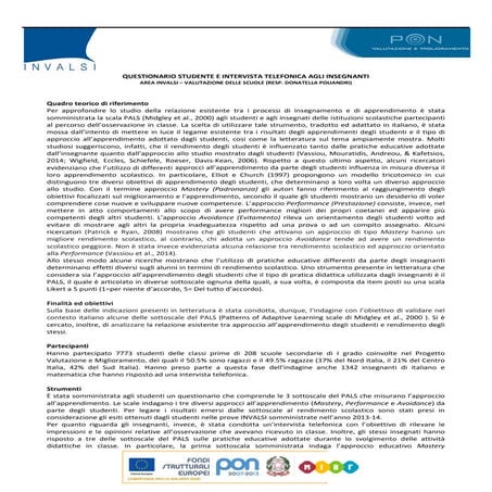 Progetto Valutazione e Miglioramento - Il questionario studenti ...