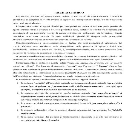 Il rischio di natura chimica | PDF