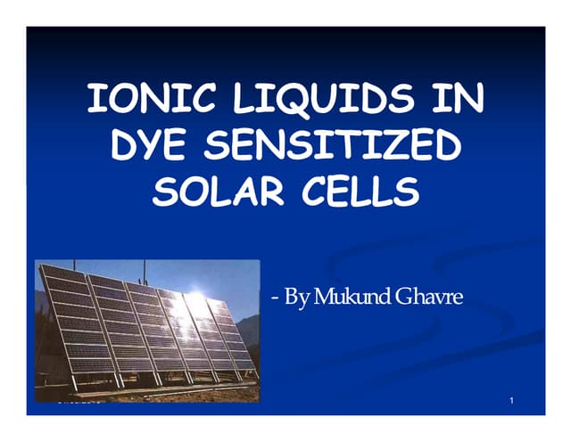 Dssc (Dye sensitized solar cell) | PPTX