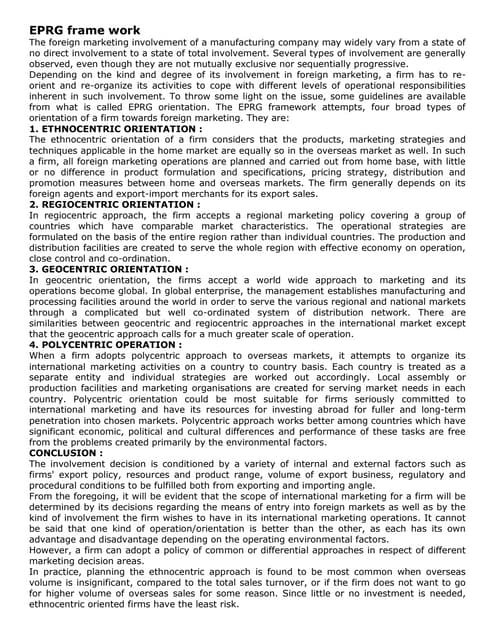 Ethnocentric, polycentric, regiocentric, geocentric model (EPRG) or EPG ...