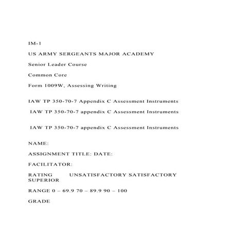 IM-1 US ARMY SERGEANTS MAJOR ACADEMY Senior Leader Cou.docx