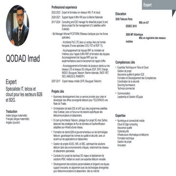 Imad QODAD CV francais pour FREELANCE ou SUPPORT | PPTX
