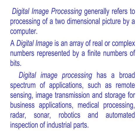 Image is digital image processing and tapplications | PPT
