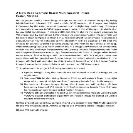 Image fusion(a new deep learning based multi spectral image ...