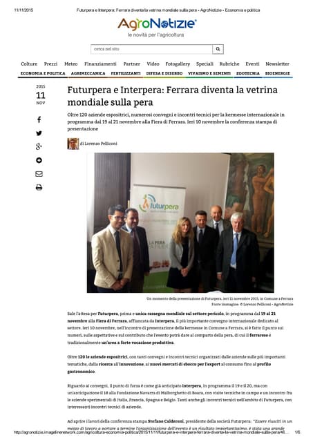 La Nuova Ferrara - Ferrara diventa capitale della pericoltura mondiale | PDF