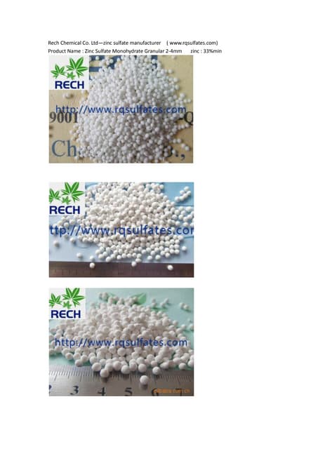 Porduction process of feed grade zinc sulfate monohydrate in ...