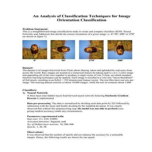 Image Orientation Classification Analysis Pdf