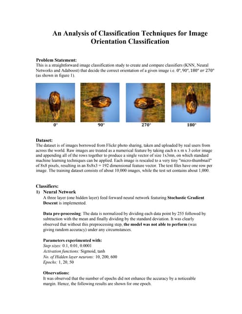 Image Orientation Classification Analysis Pdf