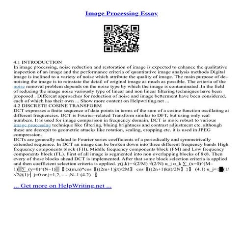 Image Processing Essay | PDF