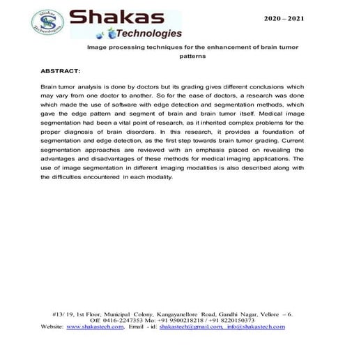 Image processing techniques for the enhancement of brain tumor patterns ...