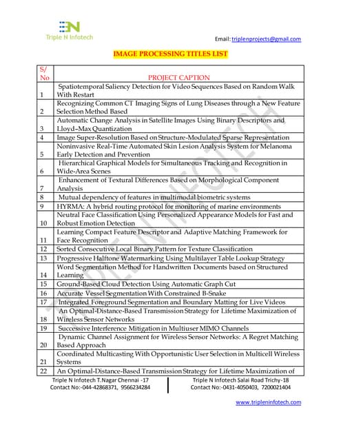 Image Processing Projects 2015 | PDF