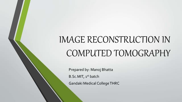 CT Scan Image reconstruction | PPT