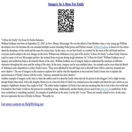 A rose for Emily - William Faulkner (Questions with answers) | DOCX